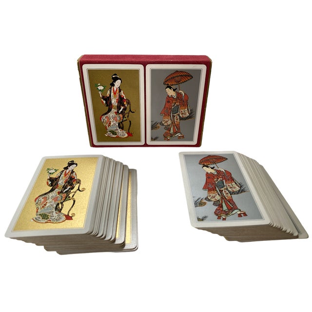 Vintage 1970s Geisha Themed Chinoiserie Playing Cards Double Deck in ...
