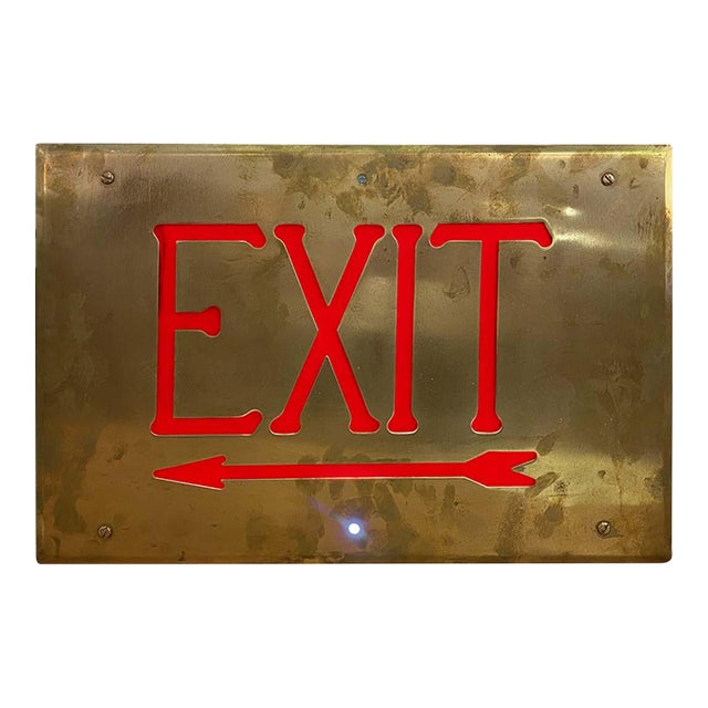 Mid 20th Century Antique Brass Beveled Border Exit Faceplate Sign ...