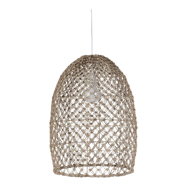Anisa Tall Natural Abaca Pendant Lamp, 22.5" | Chairish