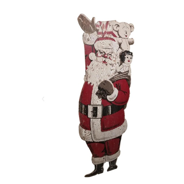 Mid Century Santa Claus Folk Art Christmas Wood Outdoor Display | Chairish