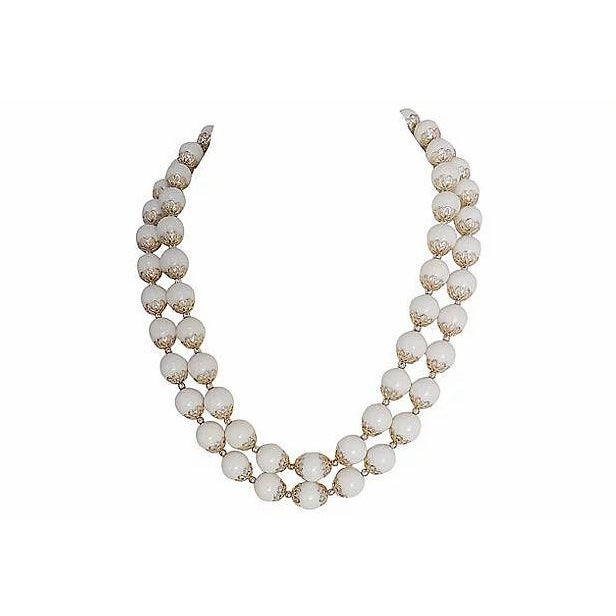 1950s Trifari Beaded Rhinestone Necklace W/ Detachable Pin | Chairish