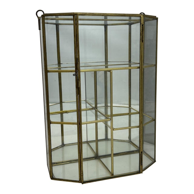 Mid 20th Century Vintage Glass and Brass 6 Sided Multi Level Display ...