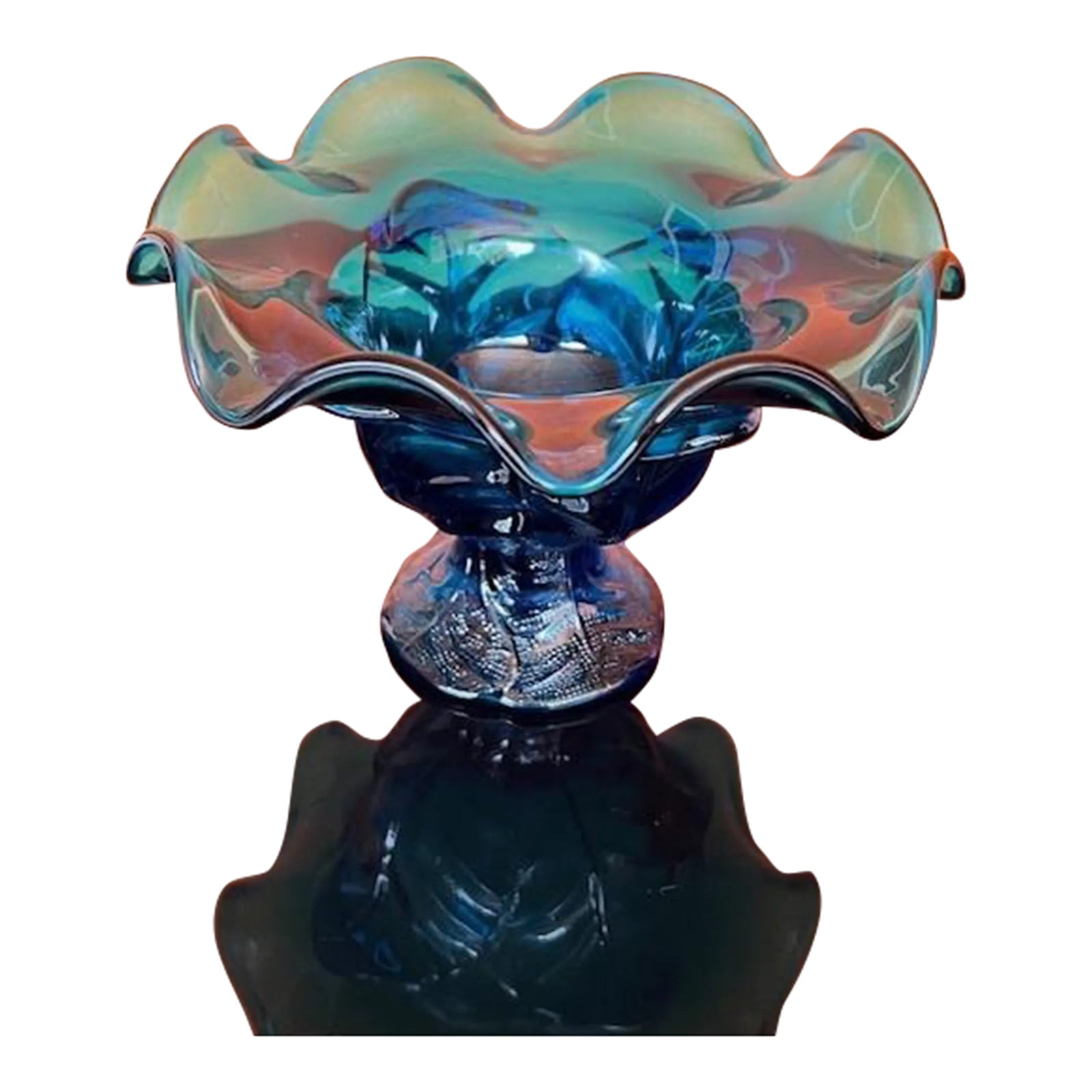 Vintage 1960's Viking Epic Leaf Bluenique Bowl | Chairish