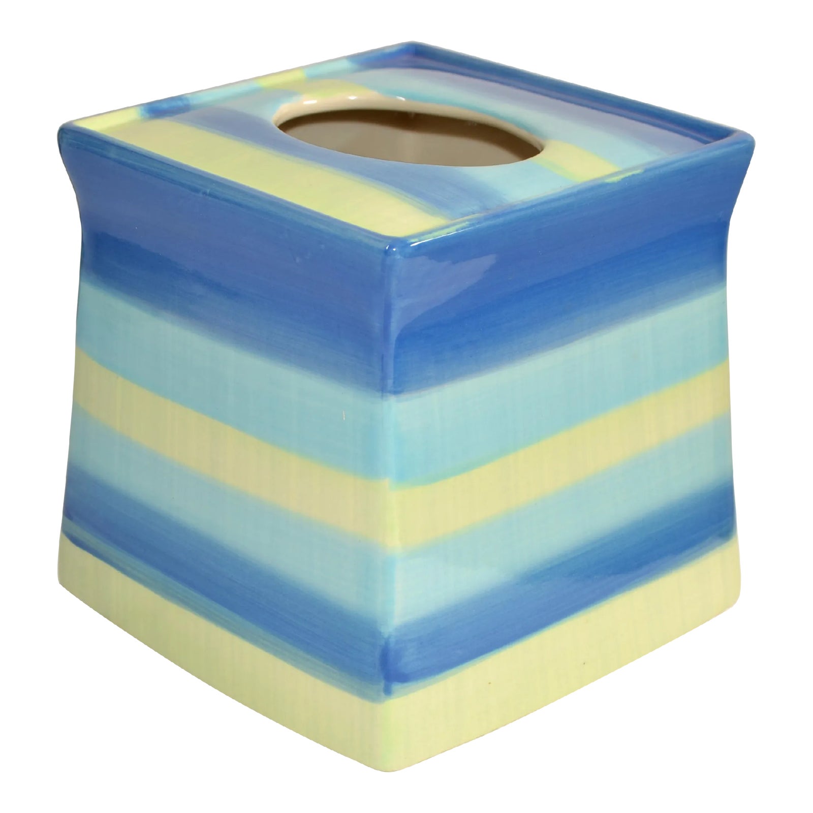 1980s Vintage Hand Painted Ceramic Horizons Blue Tissue Box Cover Mid ...