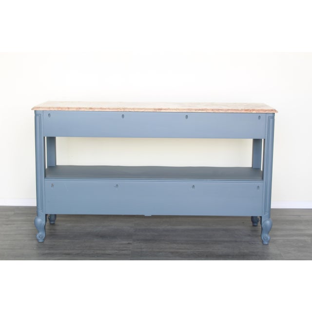 Vintage French Style Gray Console Table With Marble Top | Chairish