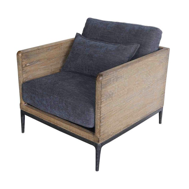 Modern Lodge Wood & Slate Club Chair | Chairish