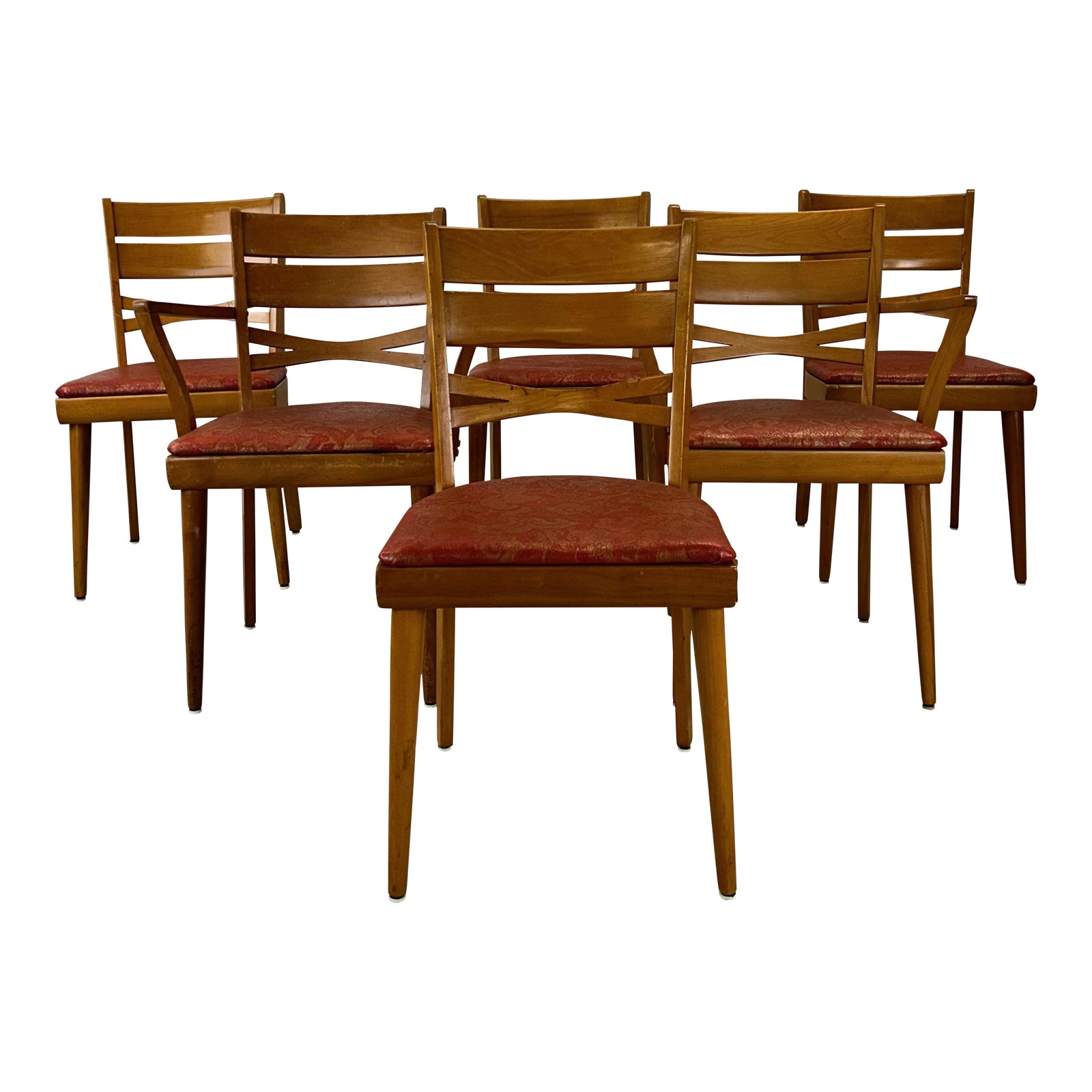 Set of 6 Mid Century Maple Dining Chairs in the Style of Heywood ...