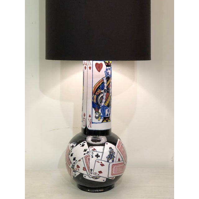 Vintage Majolica Style King Queen Poker Playing Cards Game Room Lamp ...