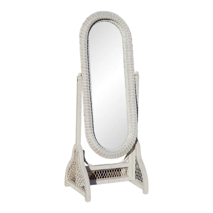Vintage Freestanding Full Length Rattan Floor Mirror by Interlude ...