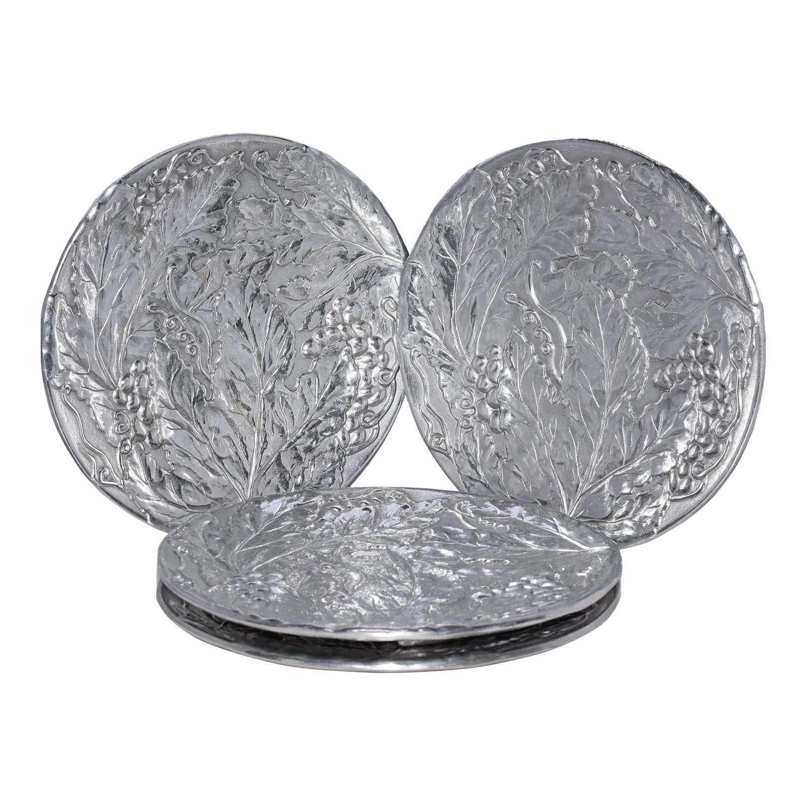 1990s Wilton Armetale Holloware Pewter Grape Pattern Serving Plates ...