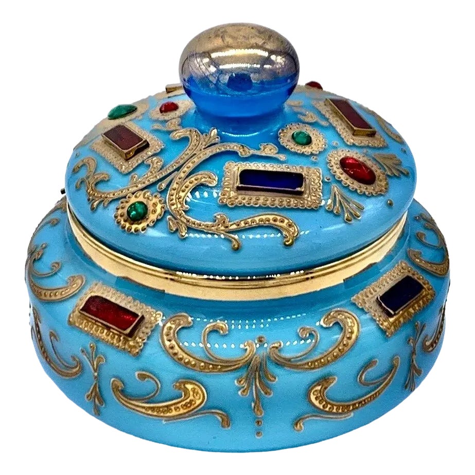 Large Opaline Glass Candy Box | Chairish