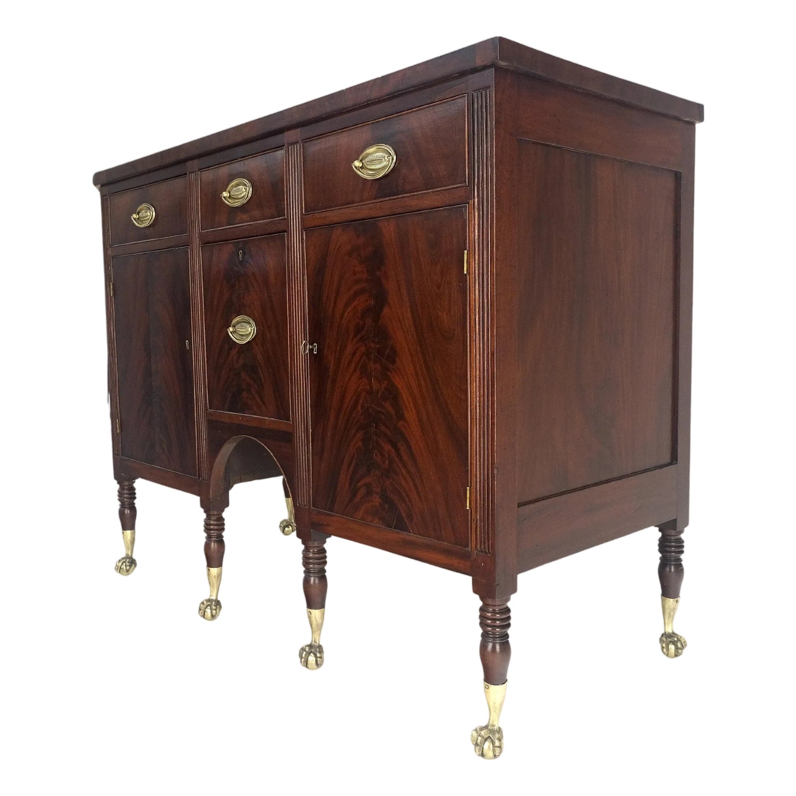 Antique c1880s Solid Mahogany Top Brass Ball & Claw Feet Sideboards ...