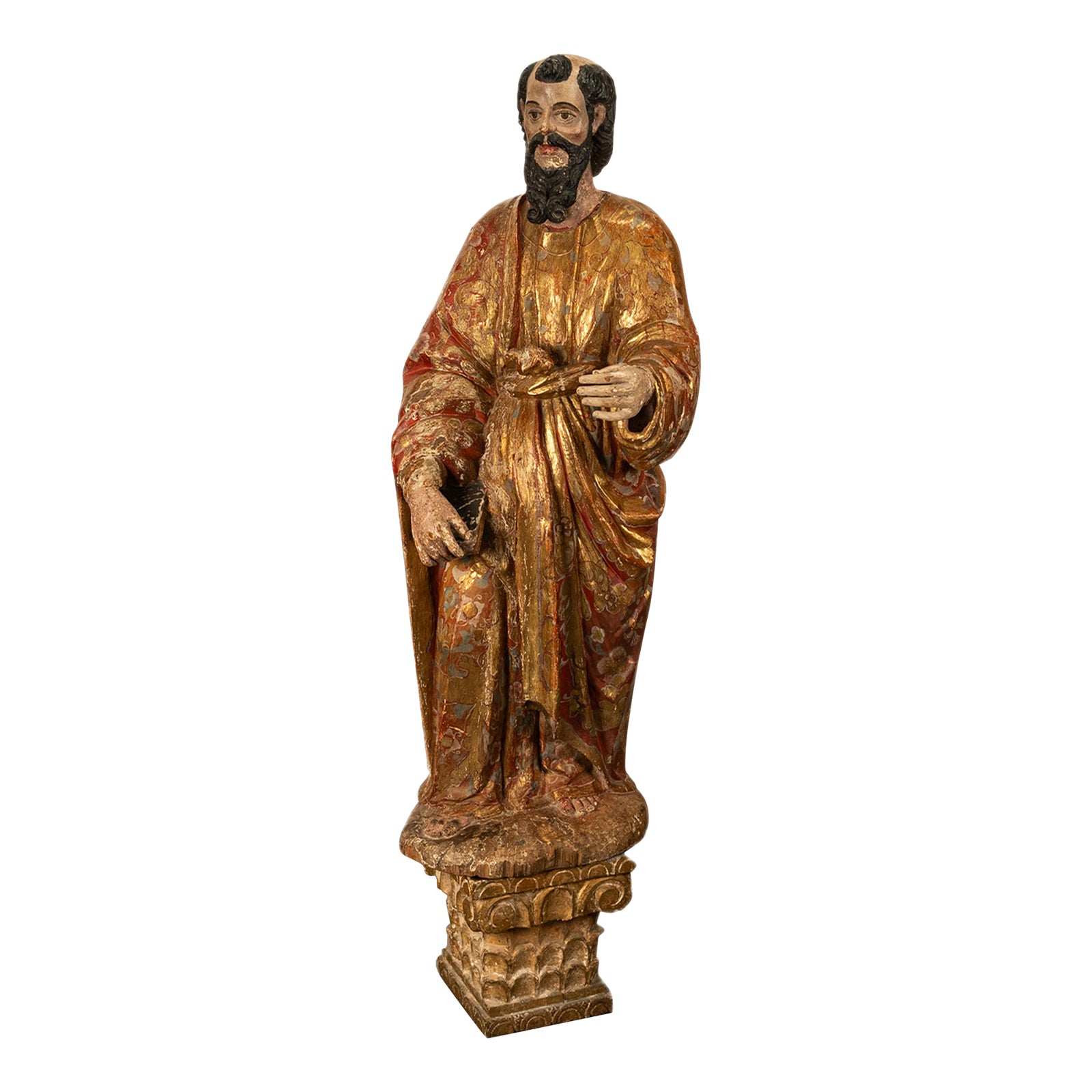 Antique 18th Century Spanish Colonial Lifesize Saint Paul Carved ...