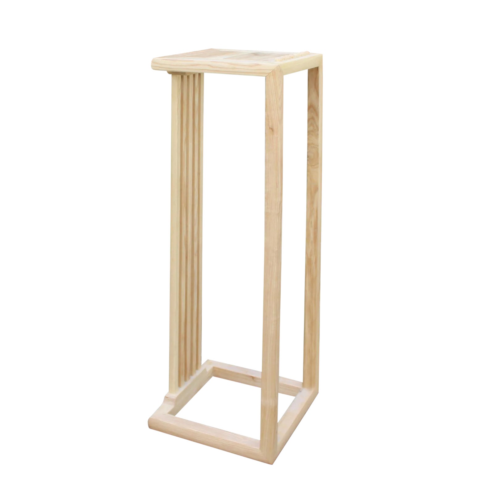 Chinese Handmade Natural Wood Tone Square Side Table Plant Stand | Chairish