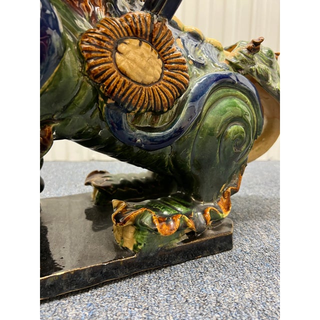 Antique Italian Majolica Chinese Foo Dog or Guardian Lion Sculptures- a ...