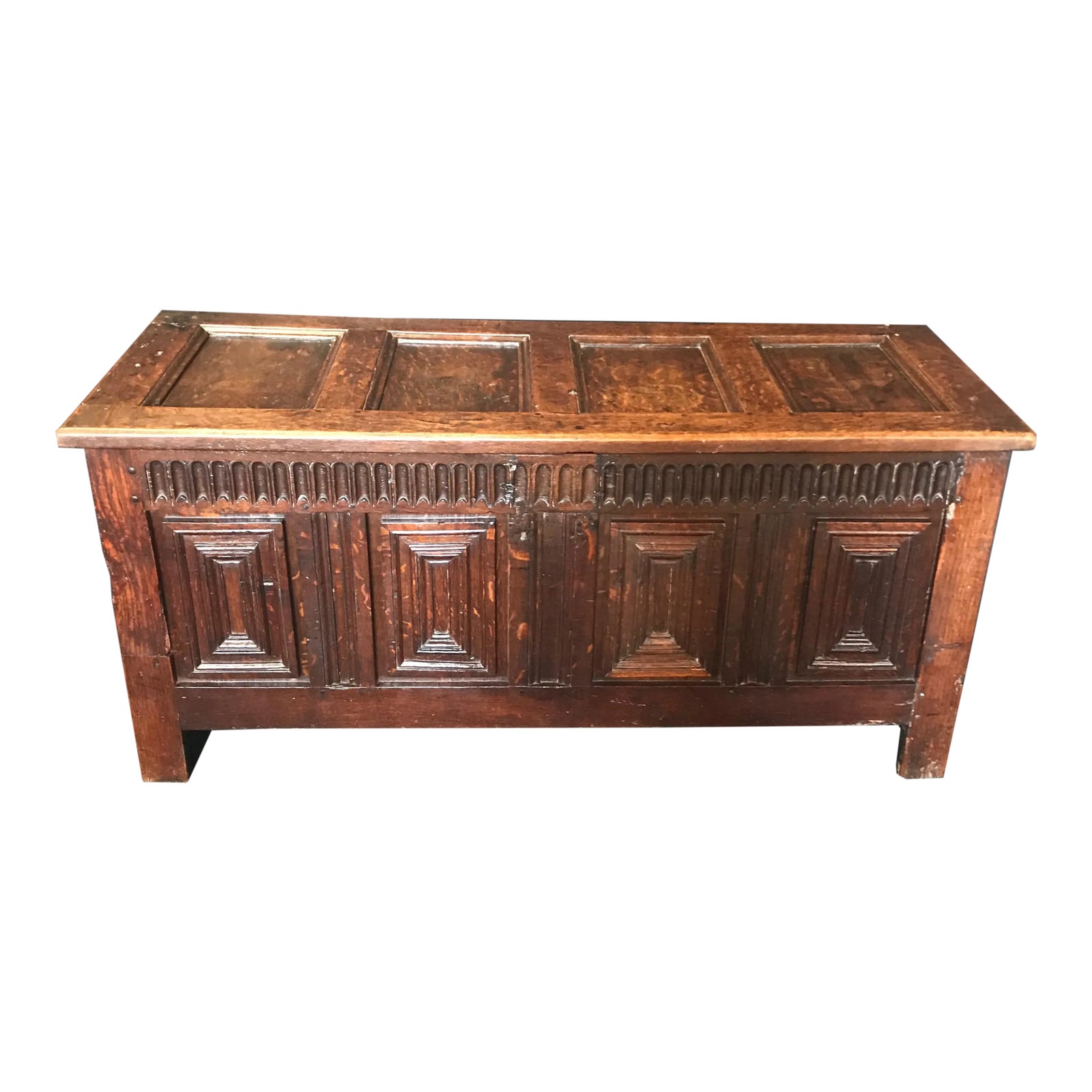 18th. Century Highly Carved Paneled French Coffer Chest | Chairish