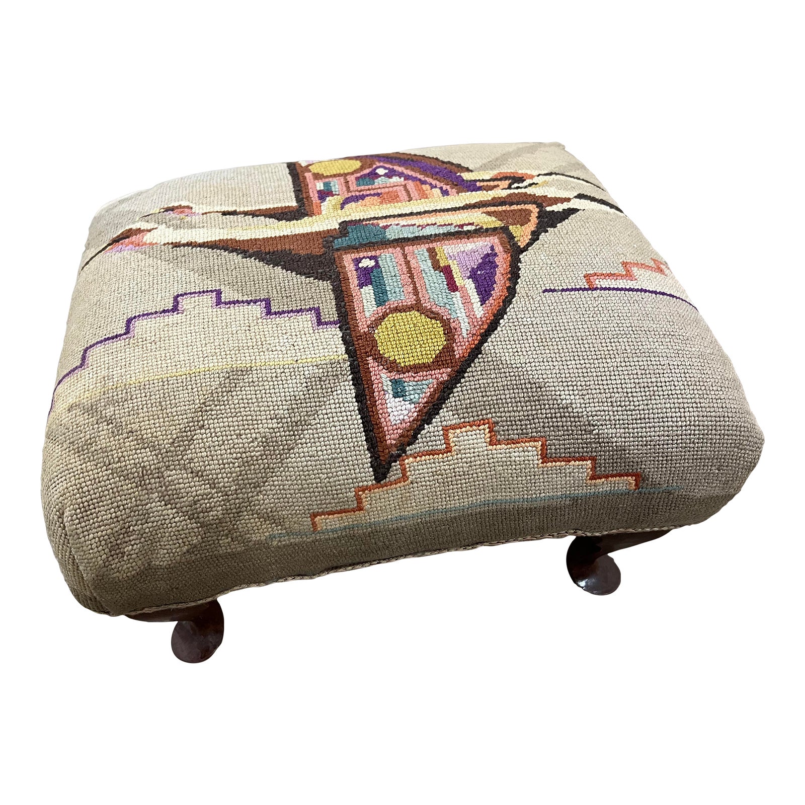 Mid 20th Century Vintage Navajo Style Pattern Needlepoint Cross Stitch ...