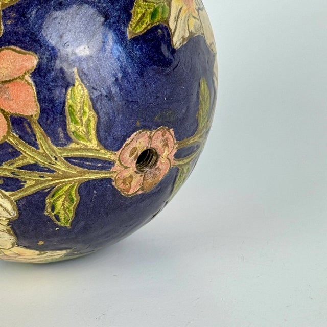 Vintage Enamel Over Ceramic Decorative Orb With Flower Motif | Chairish