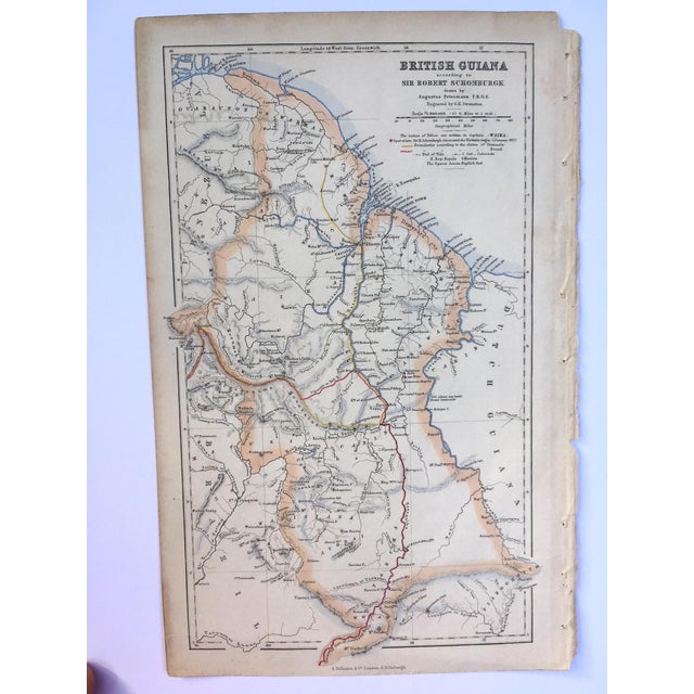Antique 1840 Hand-Colored Map of British Guiana | Chairish