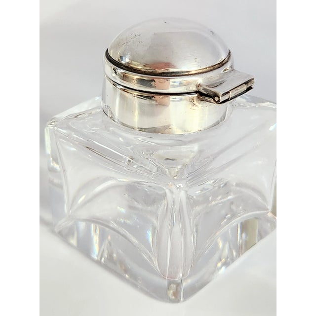 1990s British Ink Well With Sterling Silver Hinge Lid | Chairish