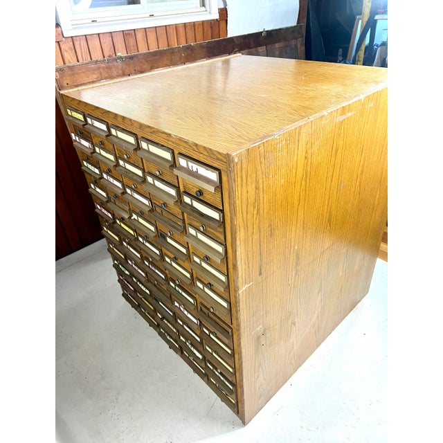 Vintage Oak 100 Drawer File Cabinet | Chairish