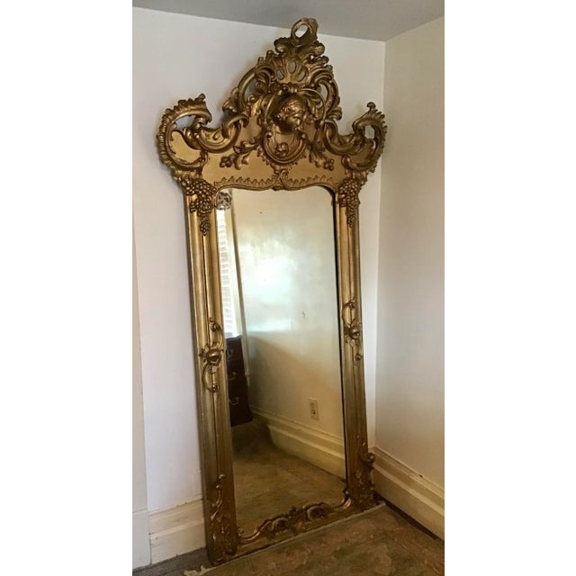18th Century French Baroque Art Deco Lady Full Leaner Mirror | Chairish