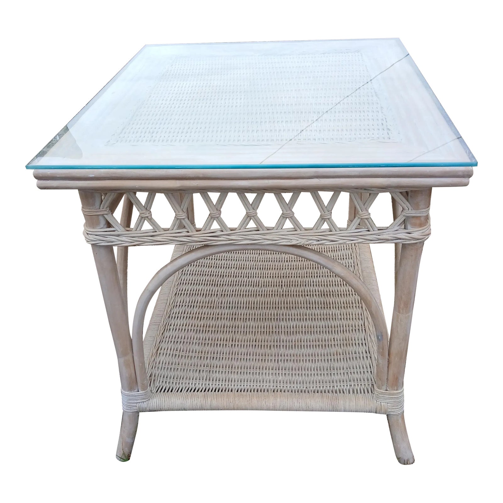 Henry Link for Lexington Cerused Pencil Reed Braided Rattan Wicker Side ...