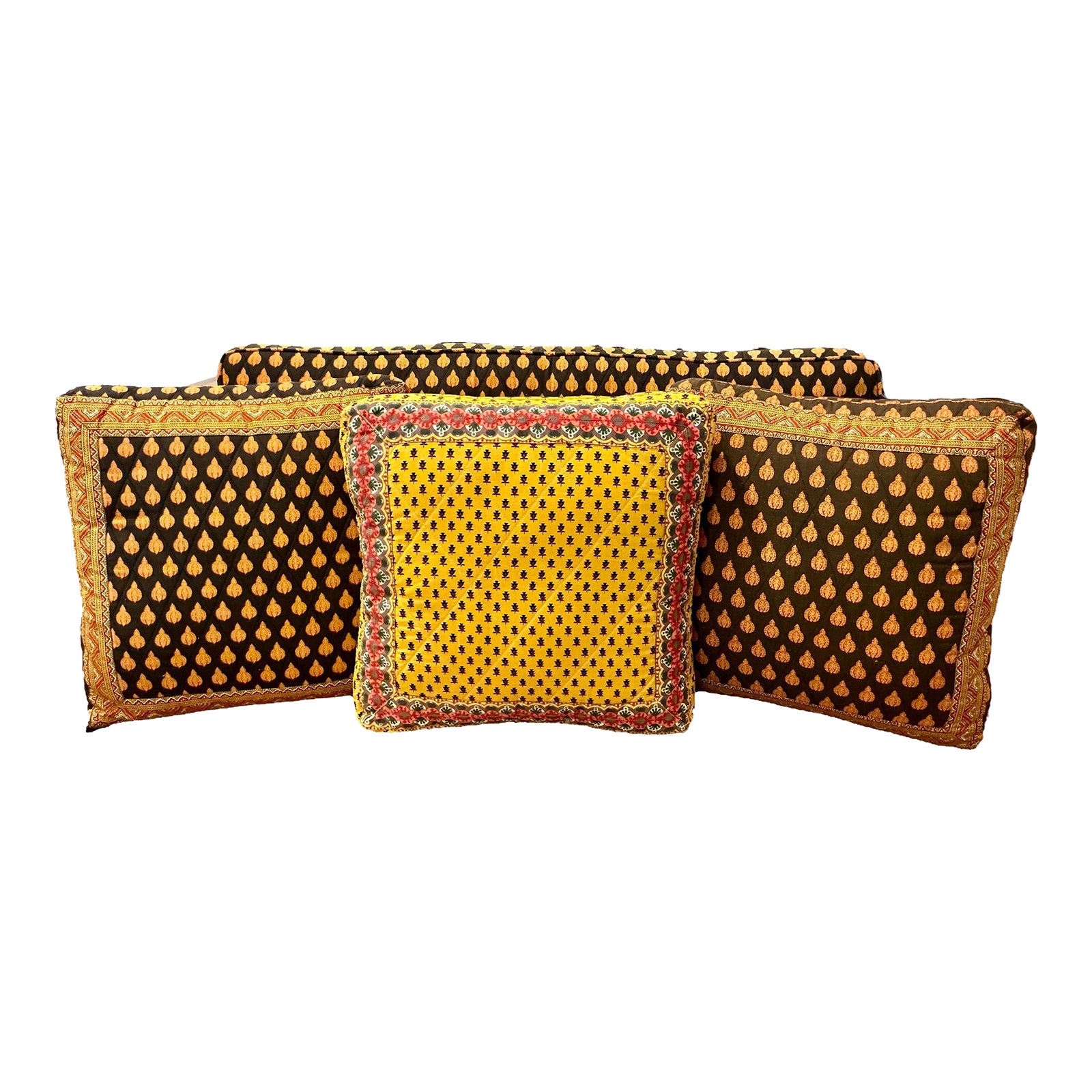 Vintage Pierre Deux Throw Pillows and a Bench Cushion - Set of 4 | Chairish