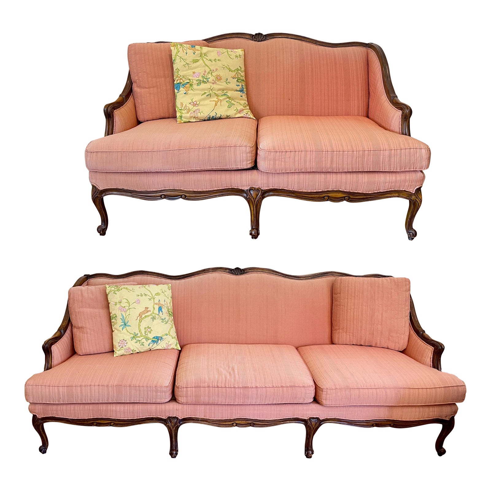 1980s Set of 2 Hollywood Regency Louis XV Bernhardt Hibriten Sofas ...