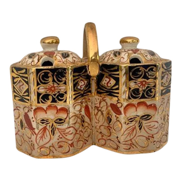 1920s Gaudy Welsh Double Condiment Pot | Chairish