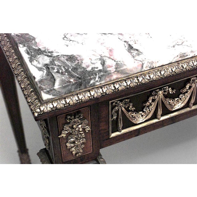 French Louis XVI Style Mahogany Cupid Center Table with Marble Top ...