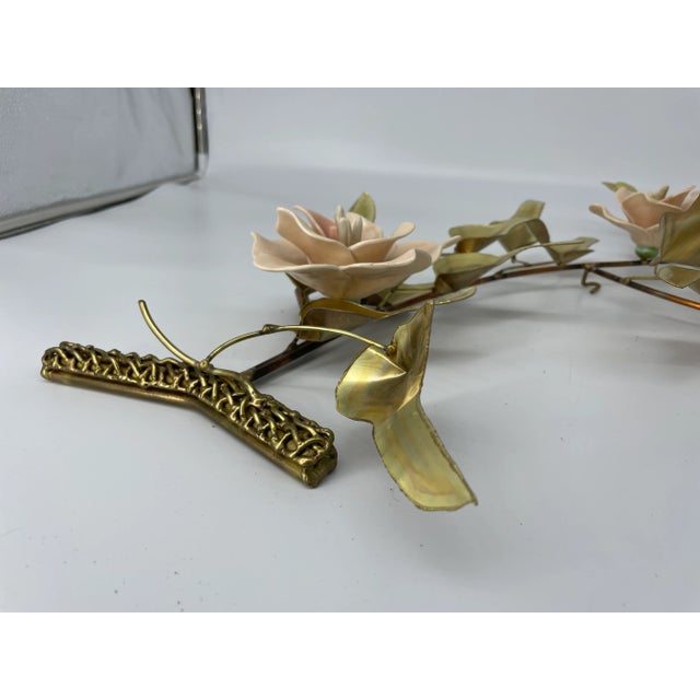 1970's Winifred Cole of California Pink Flowers and Gold Leaves Wall ...