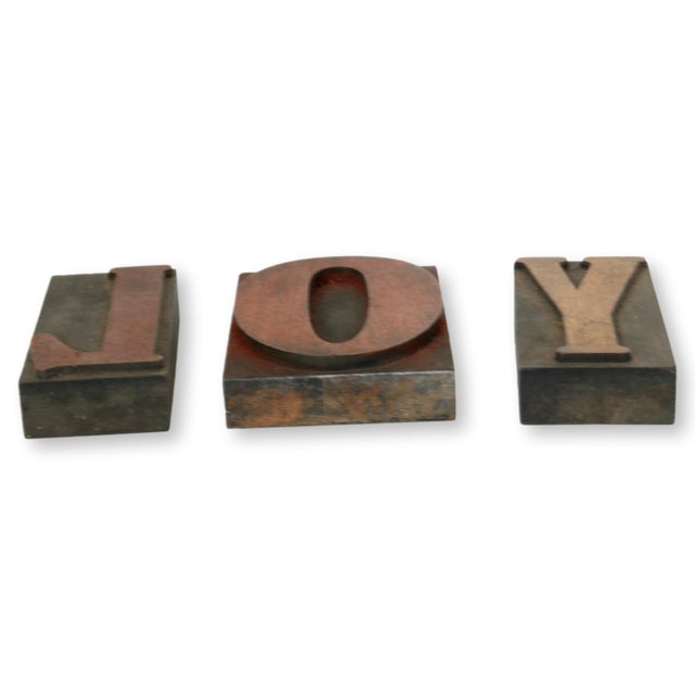 Antique English Wood Newsprint Letter Blocks, "J O Y" | Chairish