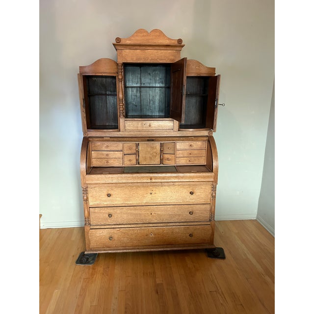 Anno 1888 Danish Oak Secretary Cabinet | Chairish