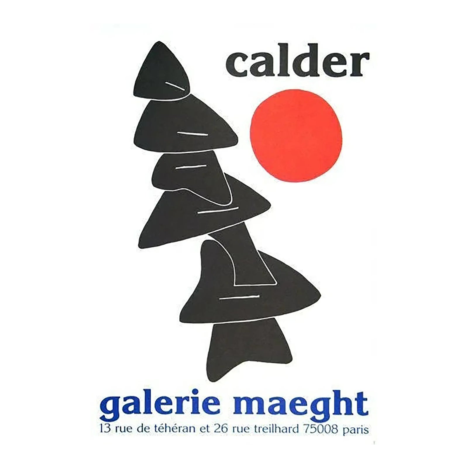 Calder Poster Lithograph Stabiles Noires Et Soleil Rouge | Chairish