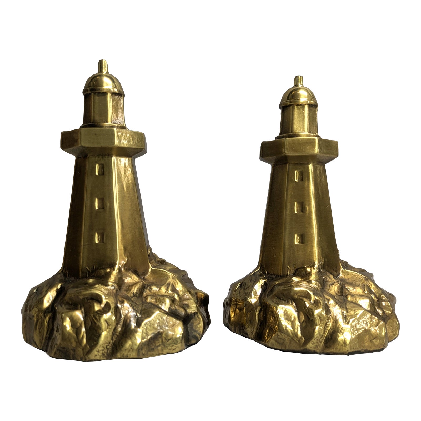 Brass Lighthouse Bookend Pair | Chairish