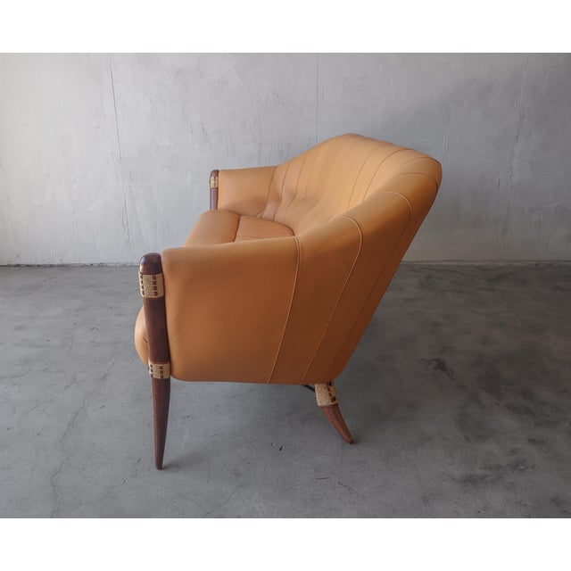 Pacific Green Leather 3-Seater Lima Sofa | Chairish