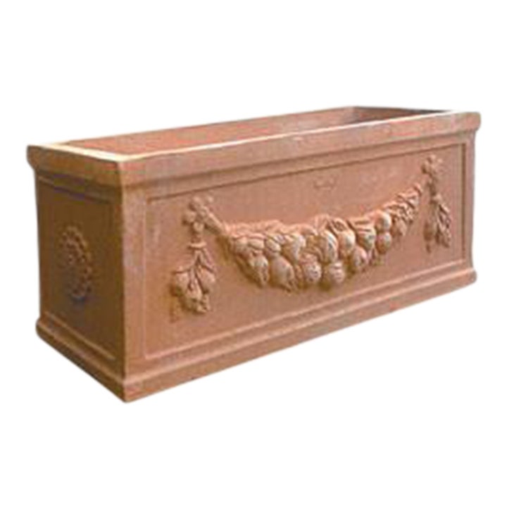 Italian Impruneta Tuscan Terracotta Rectangular Box With Garland and ...