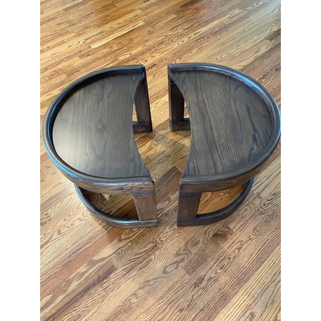 1970s Howard Furniture Curved Wood Half-Moon Tables - a Pair | Chairish