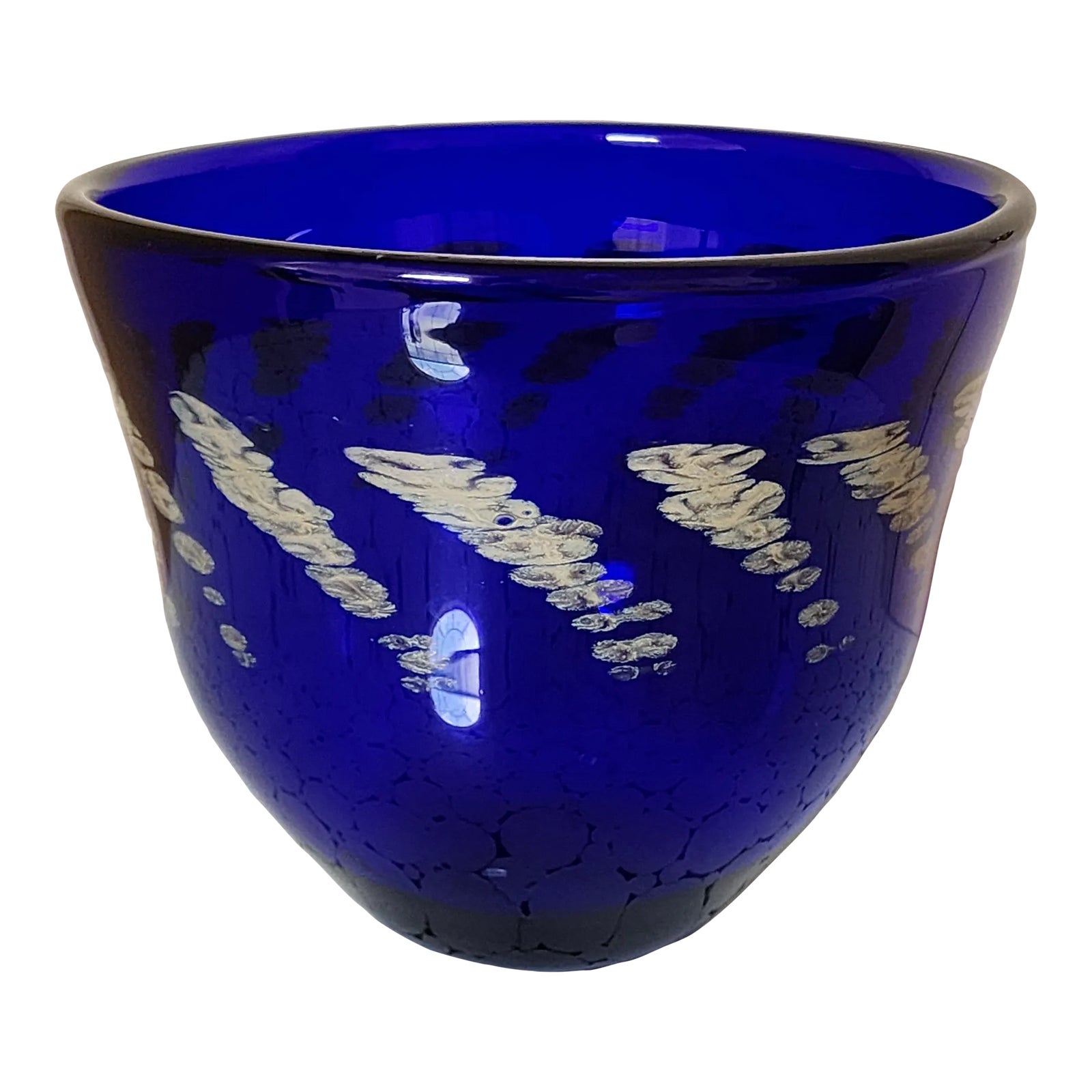 Late 20th Century Handmade Cobalt Glass Bowl Signed by Artist Linda ...