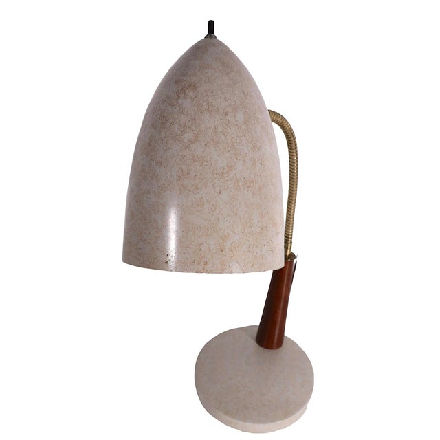 Plastic Wood and Metal Mid Century Gooseneck Bullet Shade Desk Lamp ...