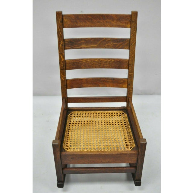 Antique Arts & Crafts Mission Oak Ladder Back Hip Rail Rocker Rocking ...