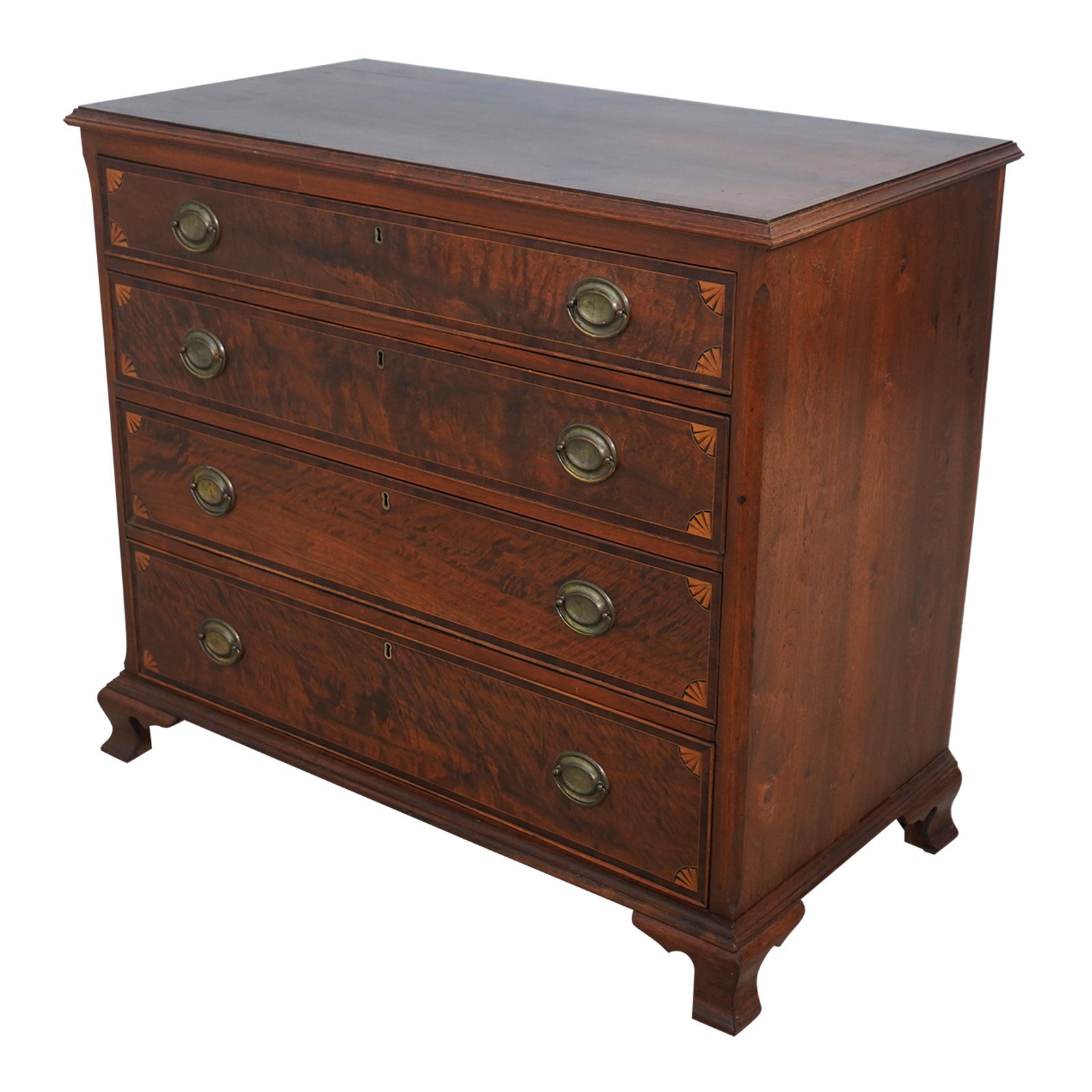 Antique American Federal Banded Mahogany Dresser | Chairish