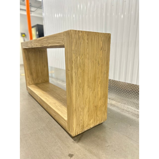 Natural Reclaimed Elm Wood Rectangle Console Table | Chairish