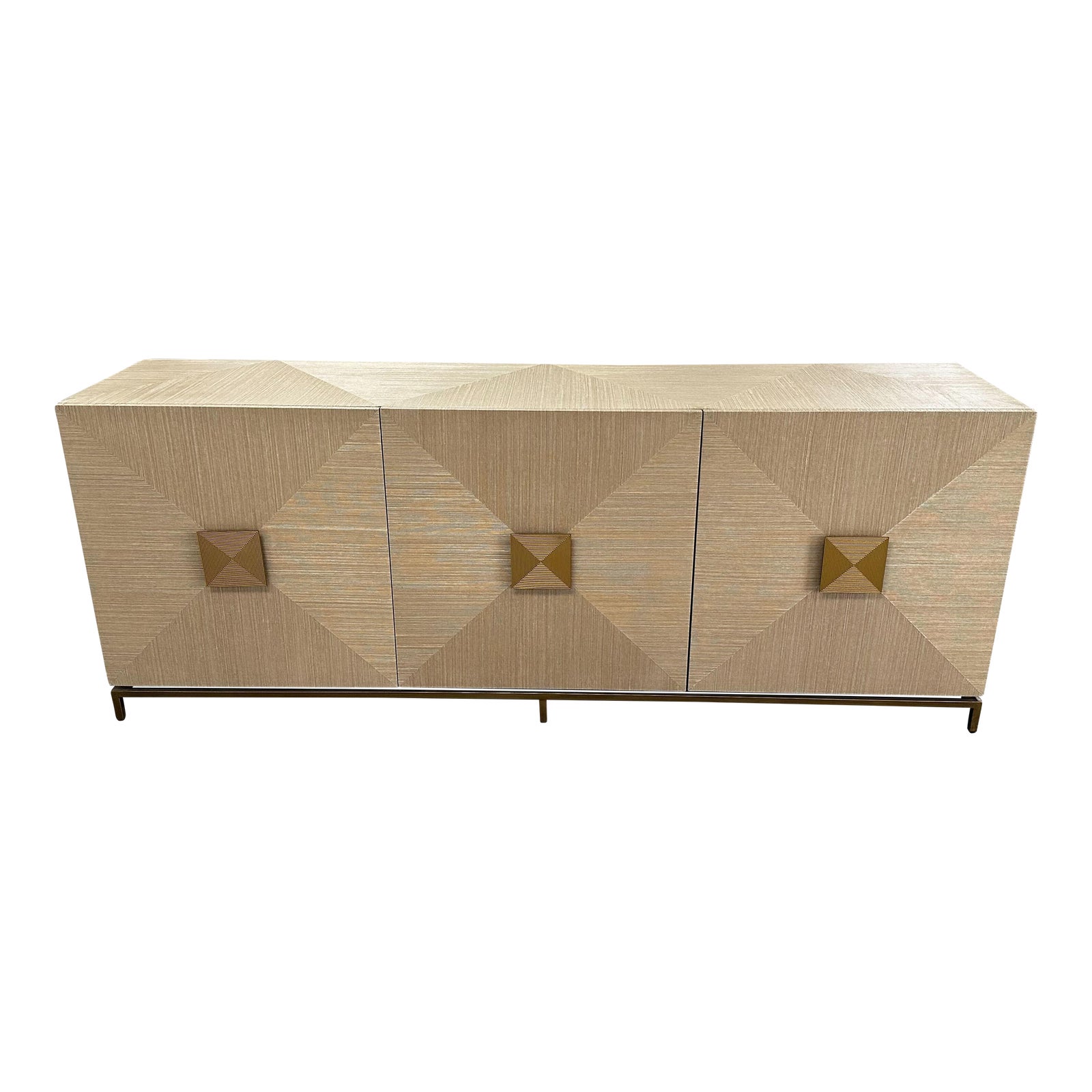 Hand Woven Sisal Fabric Gaspard Credenza With Royal Blue Interior ...