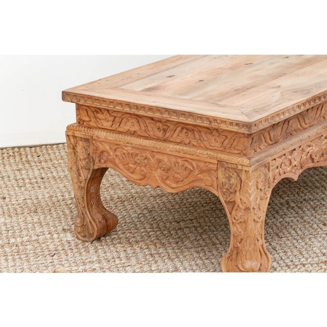 Precious Hand-Carved Floral Opium Coffee Table | Chairish