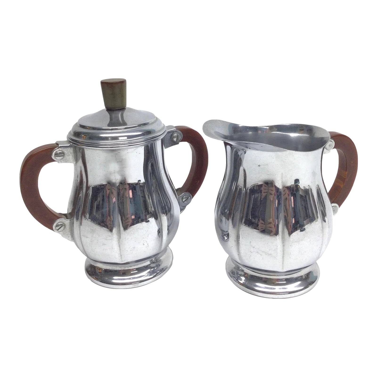 Art Deco Bakelite Farber Bros Krome Kraft Cream and Sugar Stainless ...