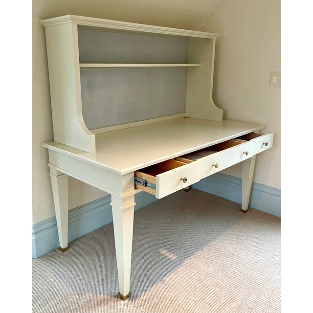 Custom Made Writing Desk With Hutch and Bulletin Board | Chairish