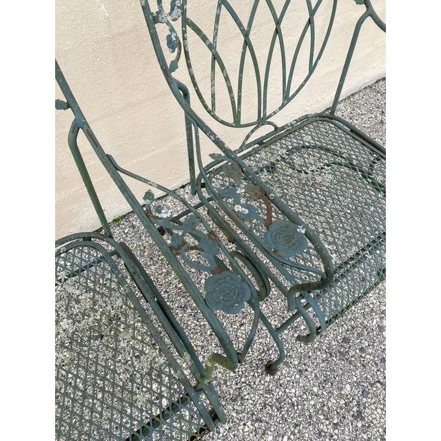 Mid 20th Century Wrought Iron Green Woodard Rose Style Garden Patio ...