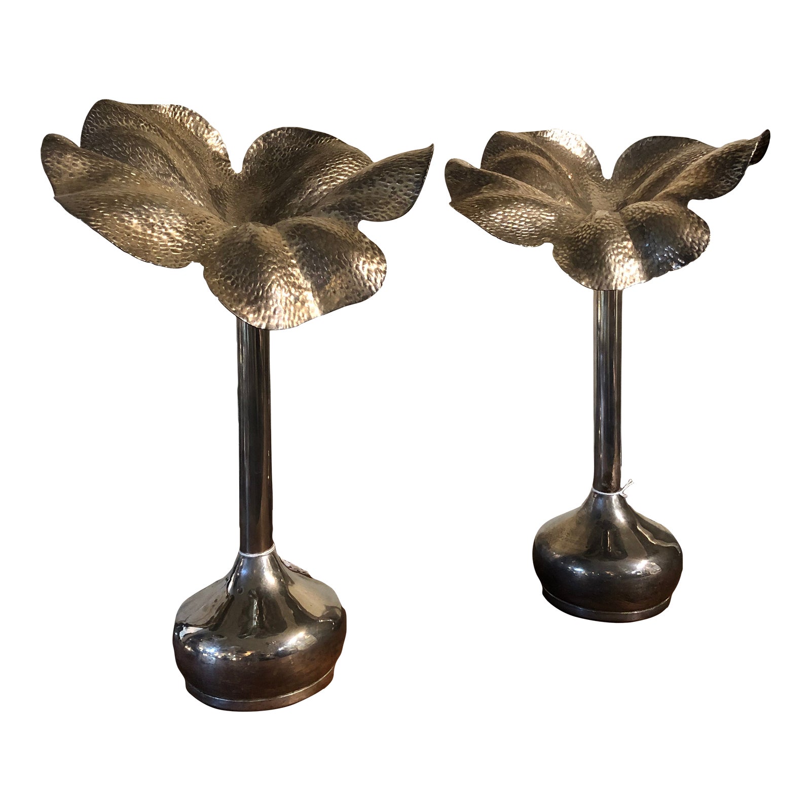 Handmade Hammered Silverplate Vases in the Manner of M Evolucao -A Pair ...